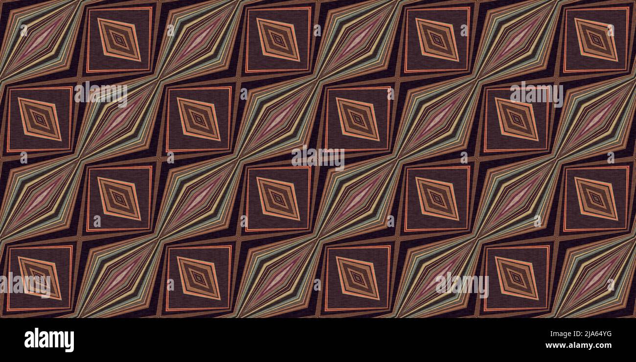 Earthy colours retro sixties geometric seamless border pattern in ...