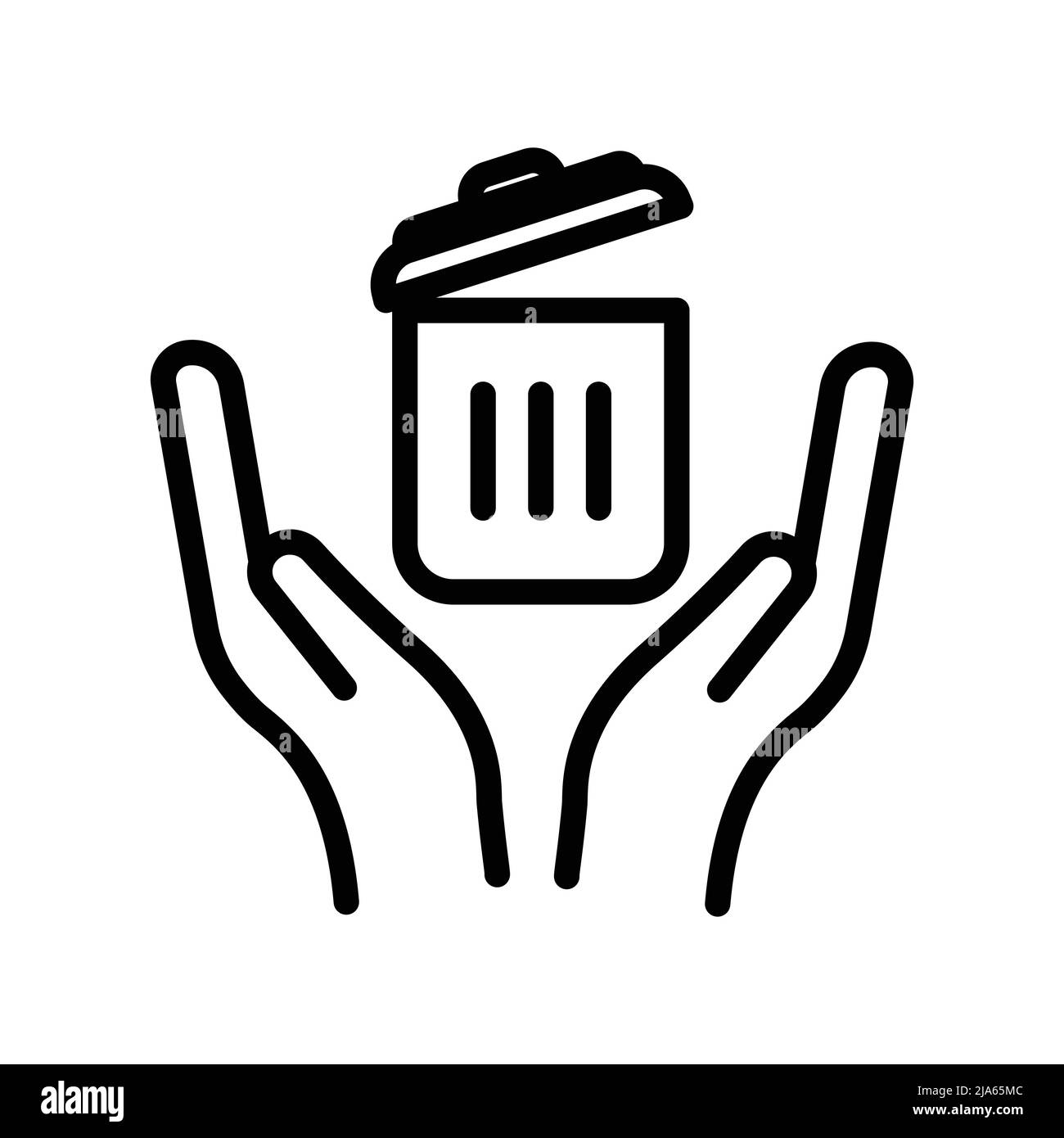 Trash can icon vector with hand. Cleanliness, Throw garbage in its ...