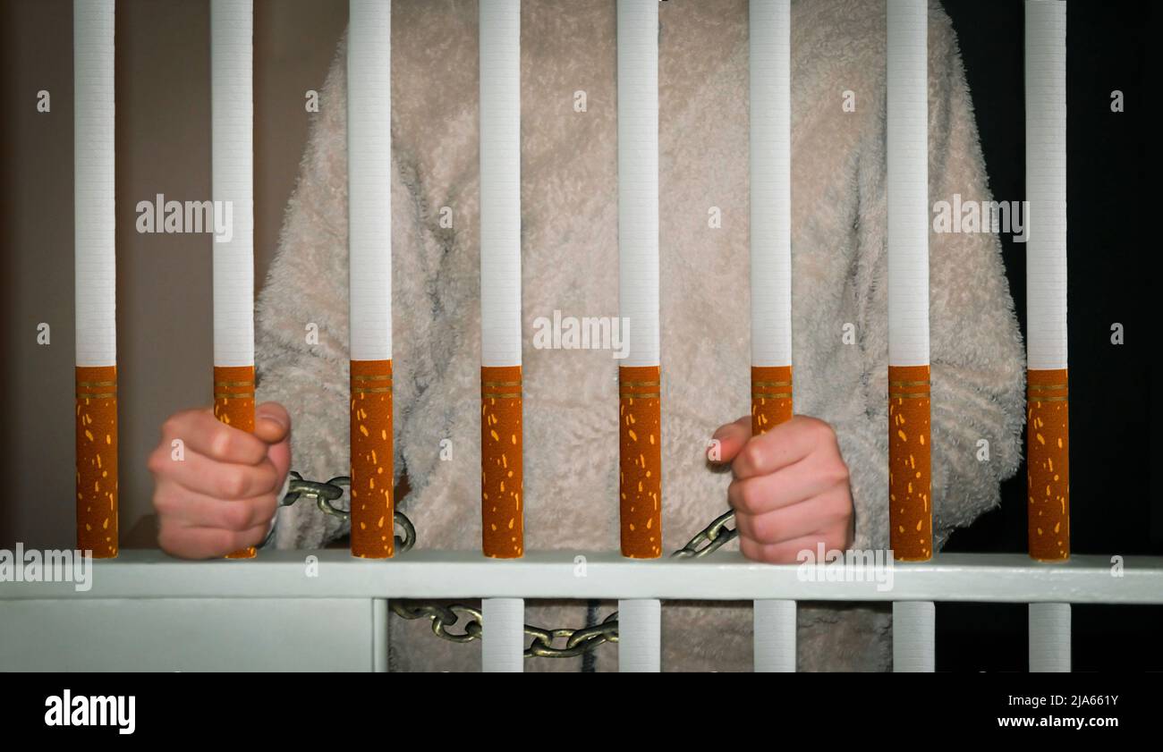 Nicotine tobacco addiction cigarette concept Stock Photo - Alamy