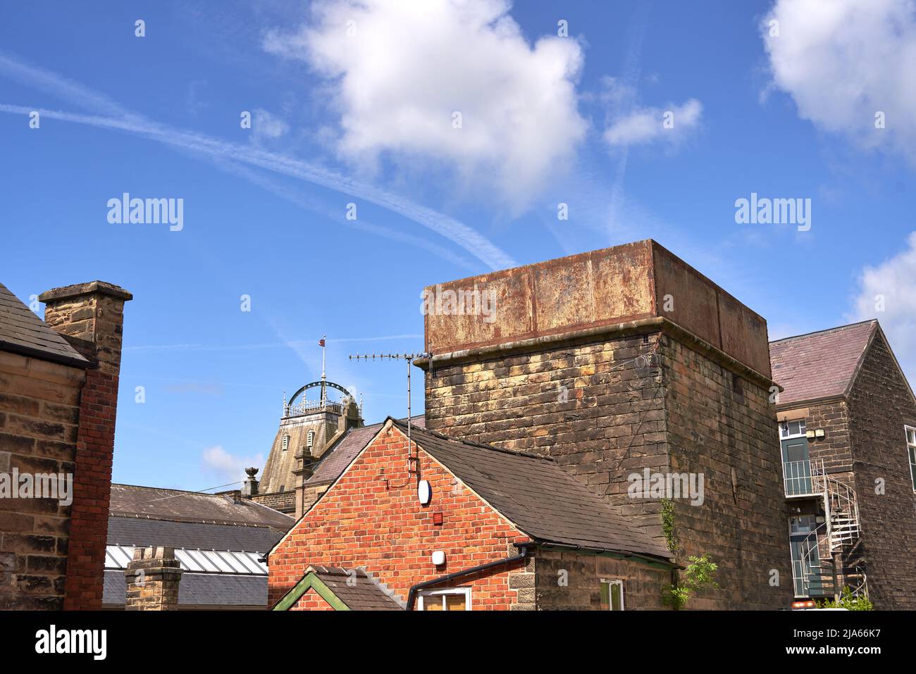 Old industrial buildings in Matlock Town, Derbyshire, UK Stock Photo ...