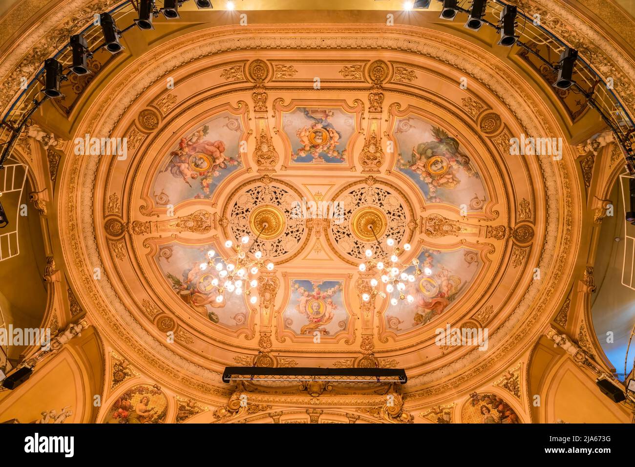 The incredibly ornate ceiling of the Grand Theatre in Blackpool ...