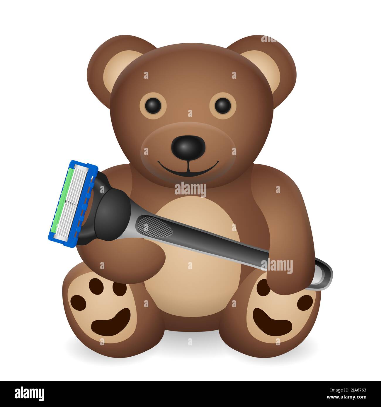 Teddy bear with shaving razor on a white background. Vector illustration Stock Photo - Alamy