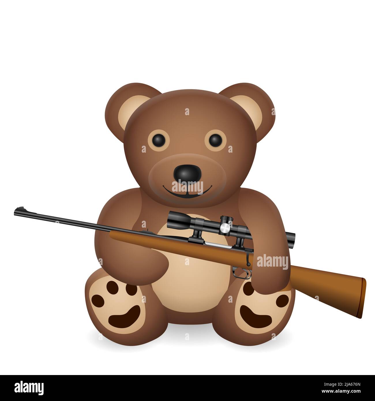 Teddy bear with rifle on a white background. Vector illustration Stock ...