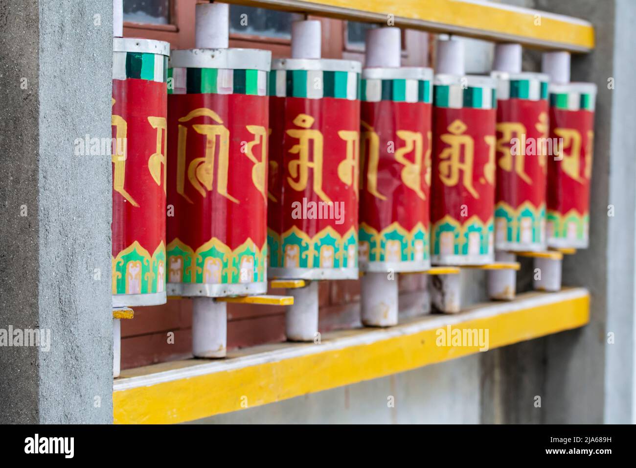 Buddhist prayer wheels outside hi-res stock photography and images - Alamy
