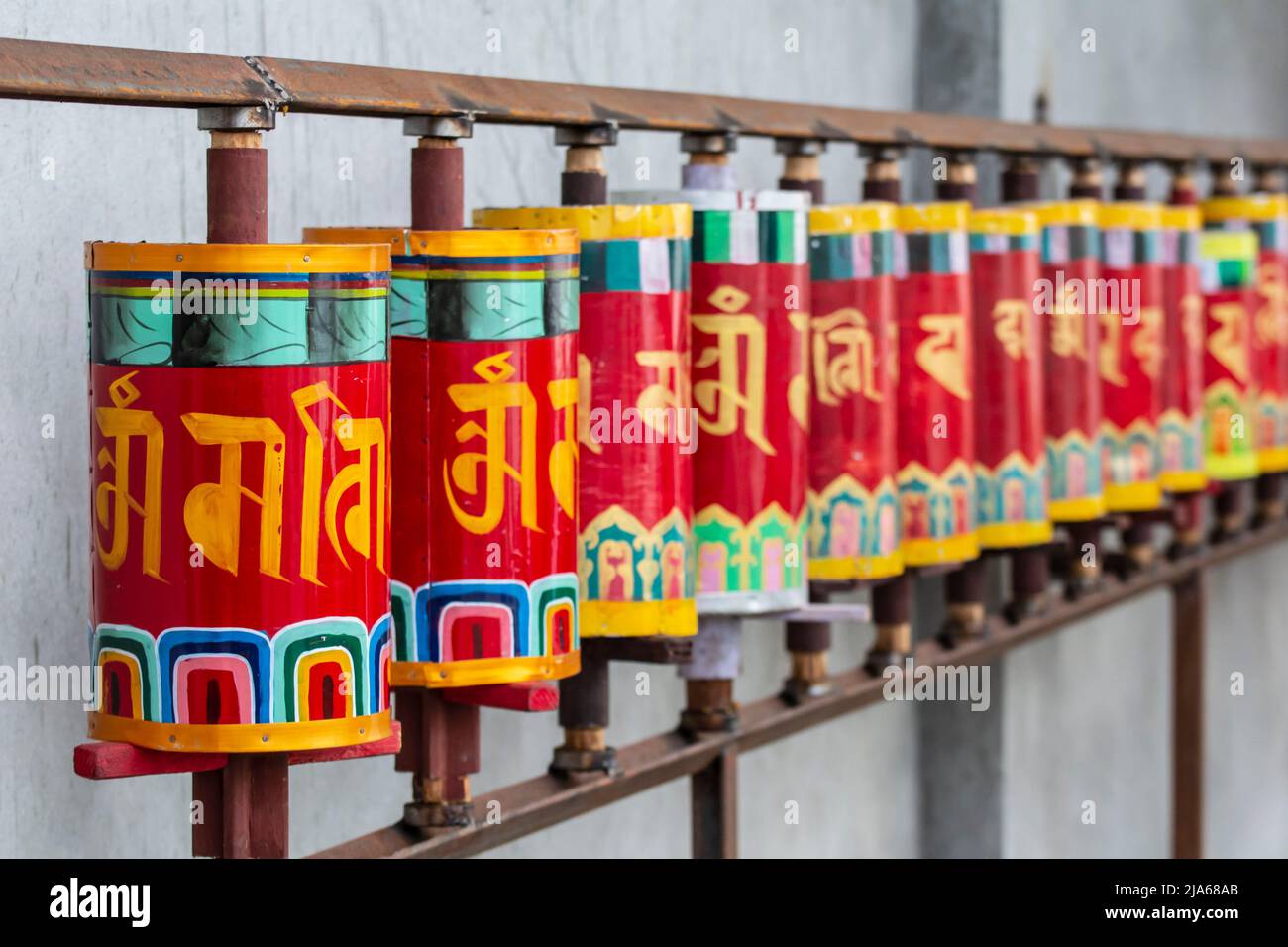 Buddhist prayer wheels outside hi-res stock photography and images - Alamy
