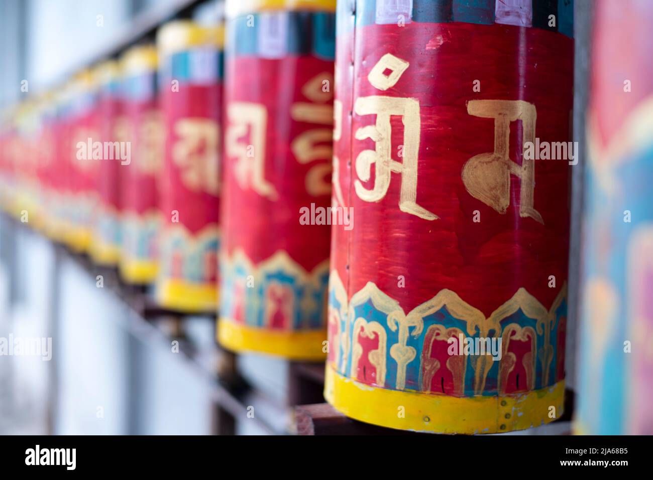 Buddhist prayer wheels outside hi-res stock photography and images - Alamy