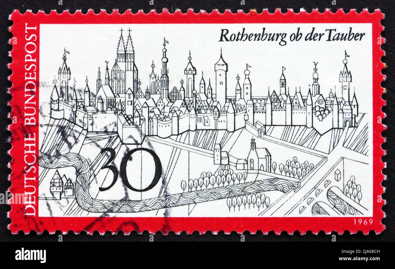 GERMANY - CIRCA 1969: a stamp printed in the Germany shows View of ...