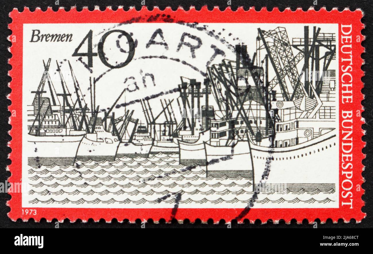 GERMANY - CIRCA 1973: a stamp printed in the Germany shows View of ...