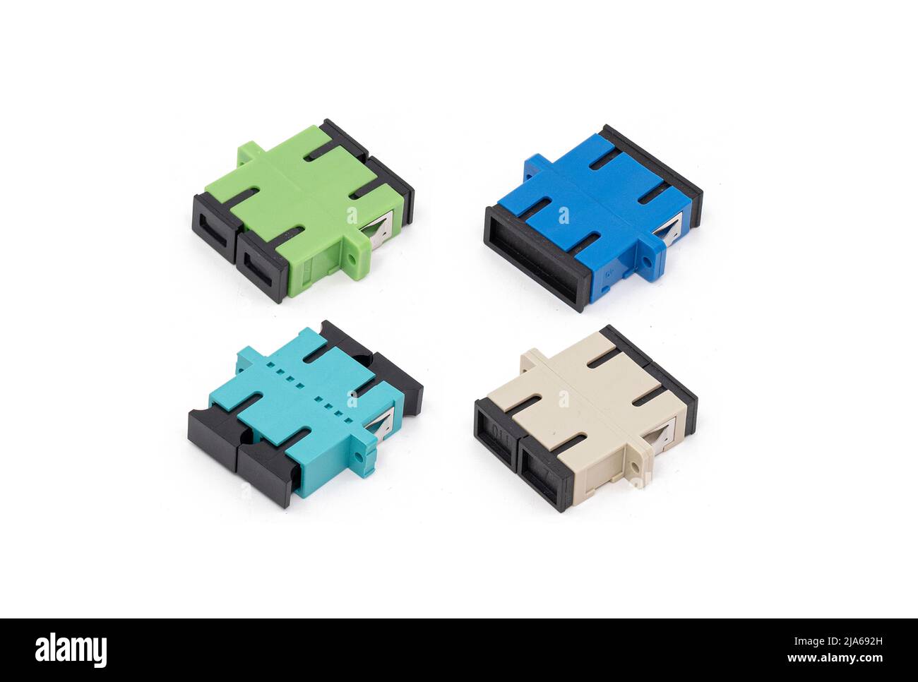 Sc multimode fiber optic adapter on isolated white background Stock ...