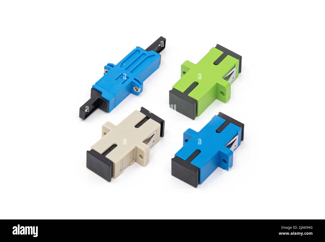simplex fiber optic adapter on isolated white background Stock Photo ...