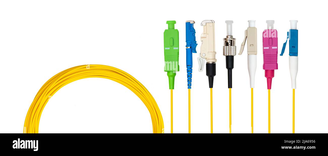 Fiber Optic Patch Cord on isolated white background Stock Photo - Alamy