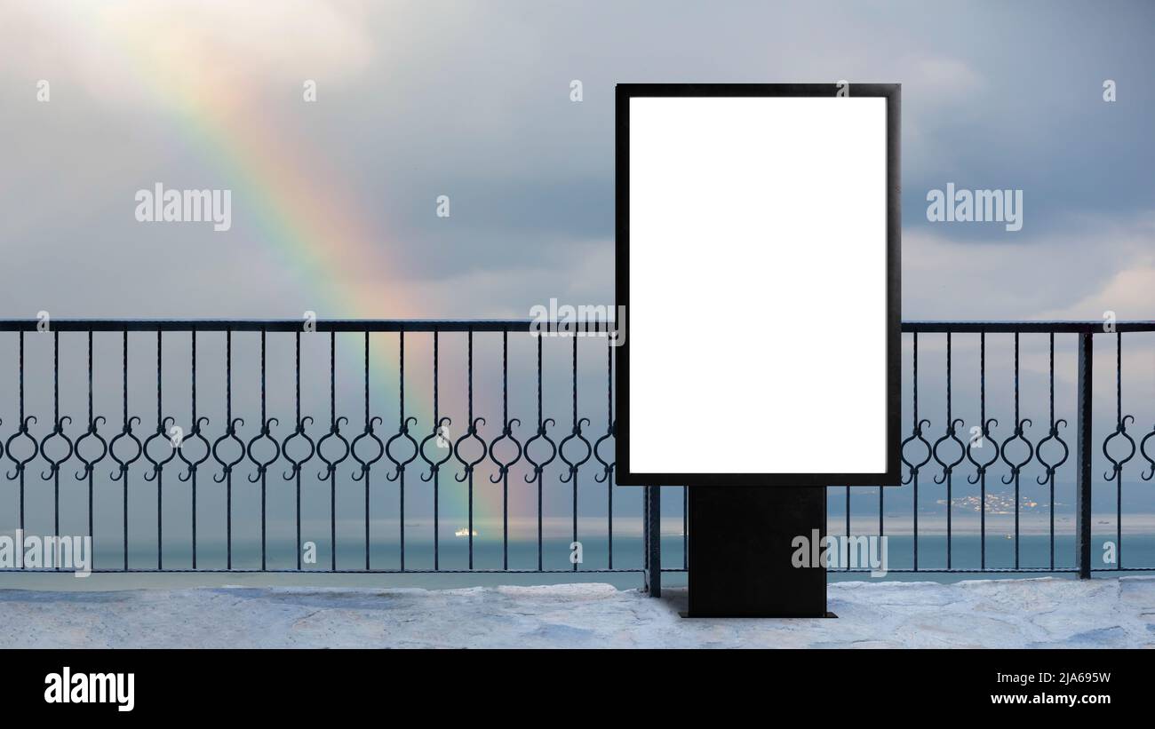 blank billboard in front of rainbow background Stock Photo - Alamy