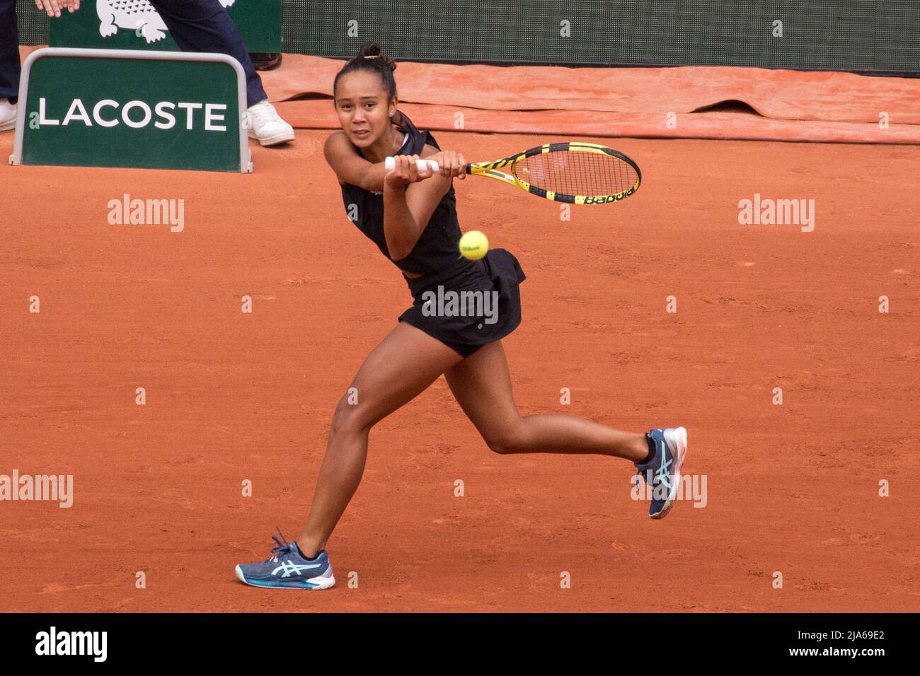 Leylah Fernandez playing during French Open Tennis at Roland Garros ...