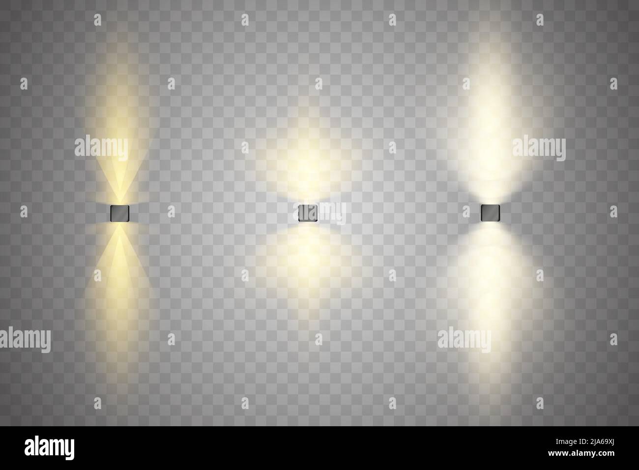 Set of colored searchlights on a transparent background. Bright ...