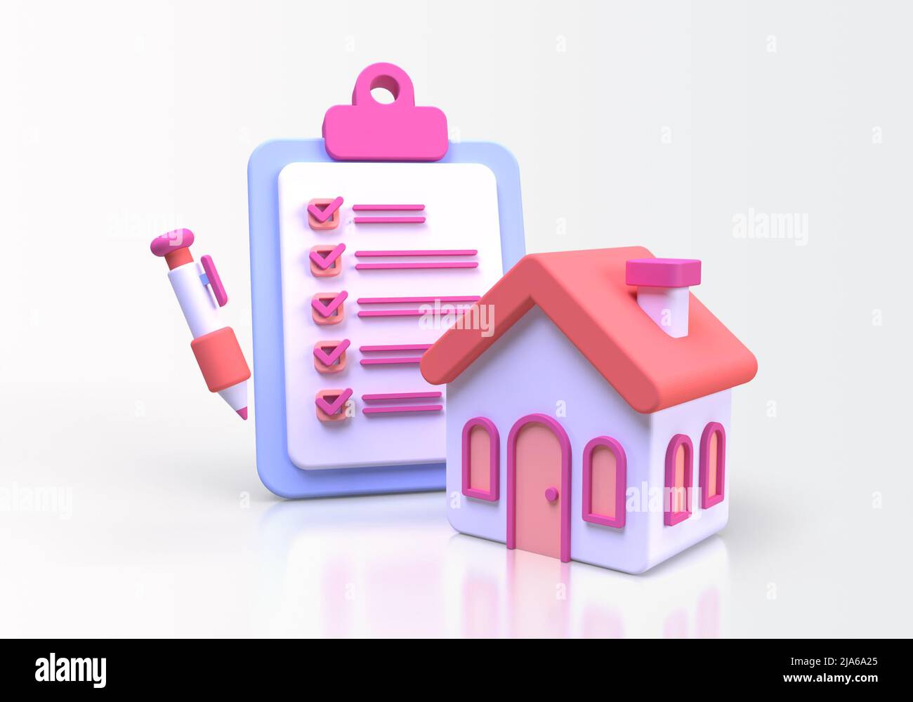 Real Estate Sales Contracts Concept Illustration Landing Page Template For Background 3D Render real-estate-sales-contracts-concept-illustration-landing-page-template-for-background-3d-render