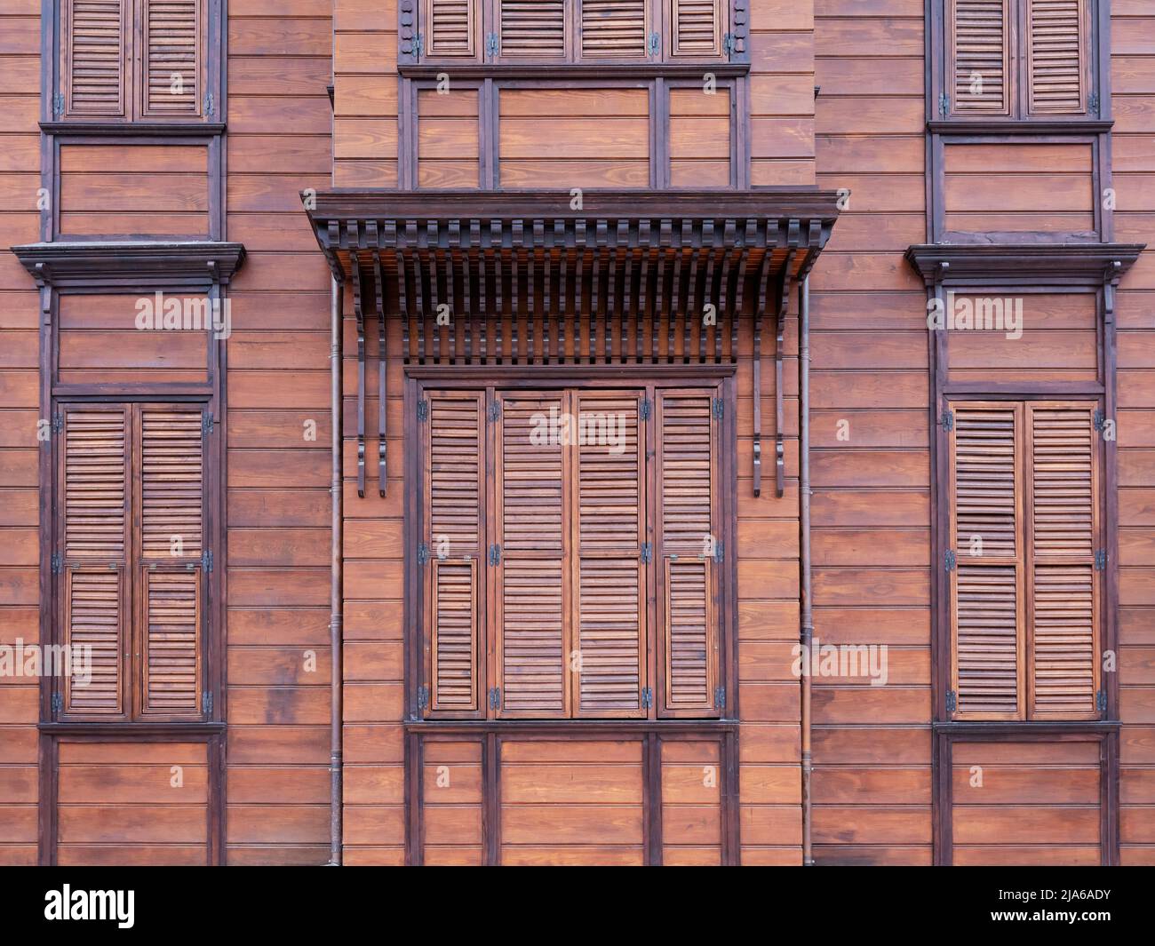 wooden building facade, front view Stock Photo - Alamy