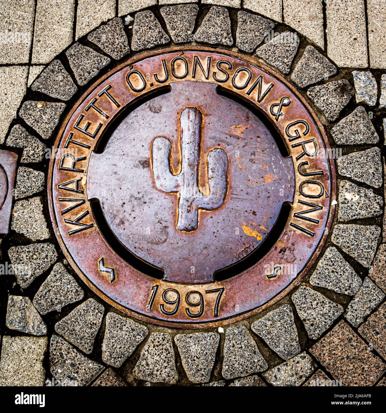 Manhole cover in Reykjavik commemorates the album Karnival Í Texas by ...
