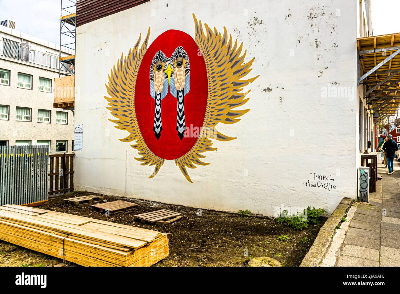 Fönix by Sara Riel. Street art 2012 in Reykjavik, Iceland Stock Photo ...