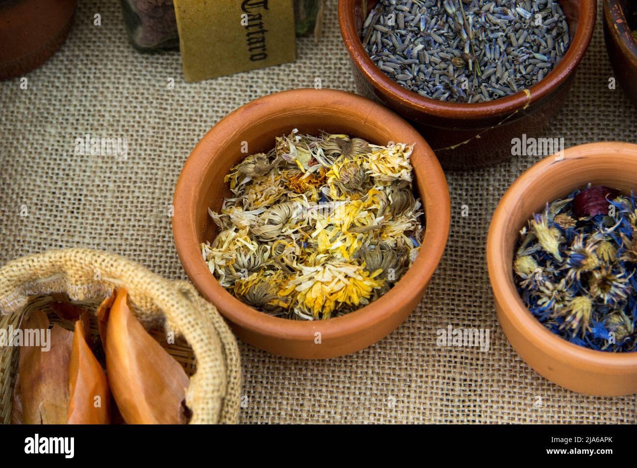 Aroma and flavors in Medieval market Stock Photo - Alamy