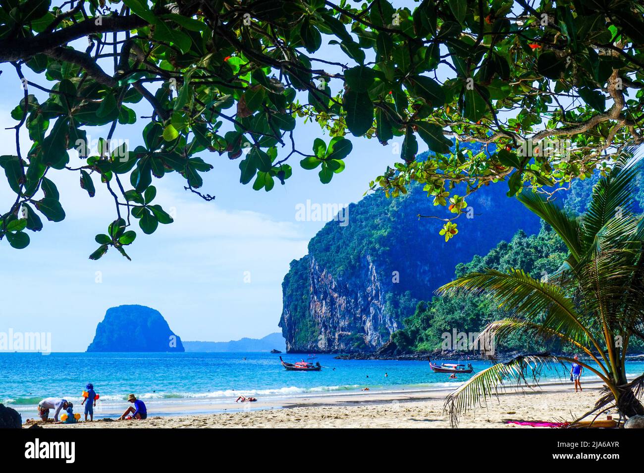 Sandy Beach on Koh Muk island in Thailand turquoise water relaxing day ...