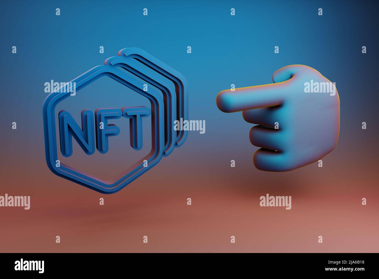 Beautiful illustrations abstract Hand index finger points to NFT ...