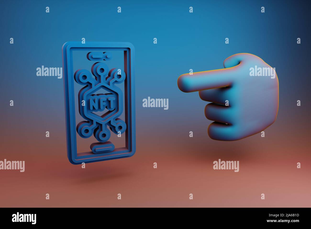 Beautiful illustrations abstract Hand index finger points to NFT ...