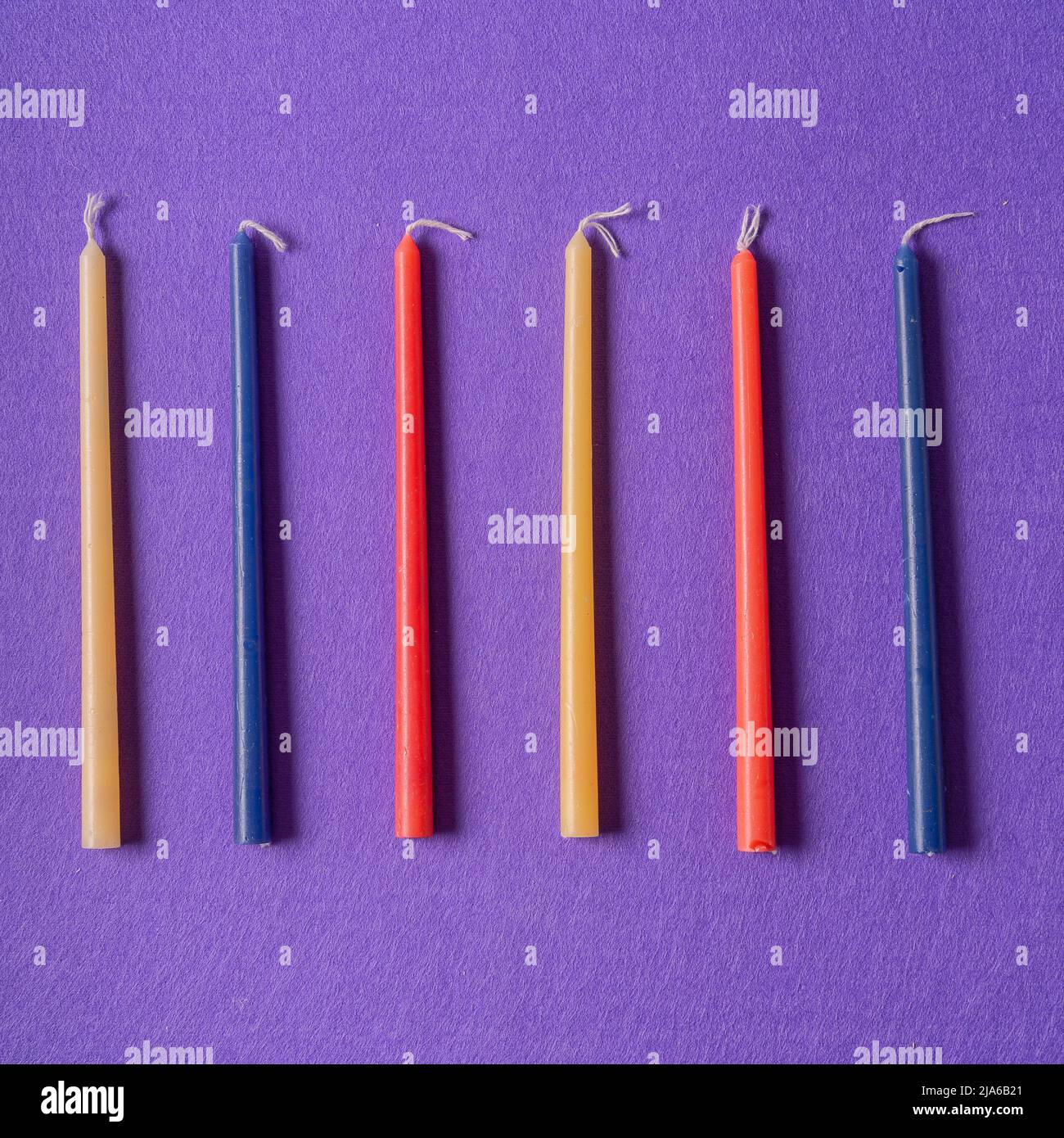 Festive composition with traditional Jewish candles for the Hanukkah ...