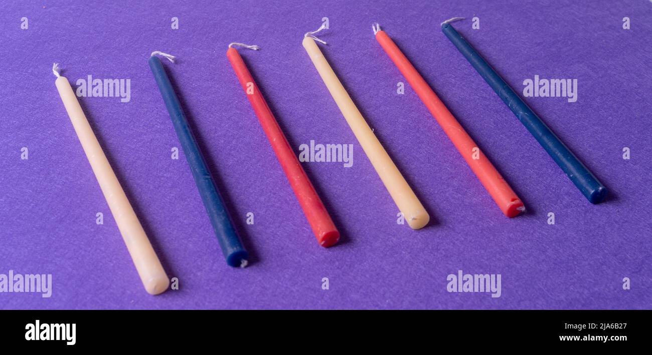 Festive composition with traditional Jewish candles for the Hanukkah ...