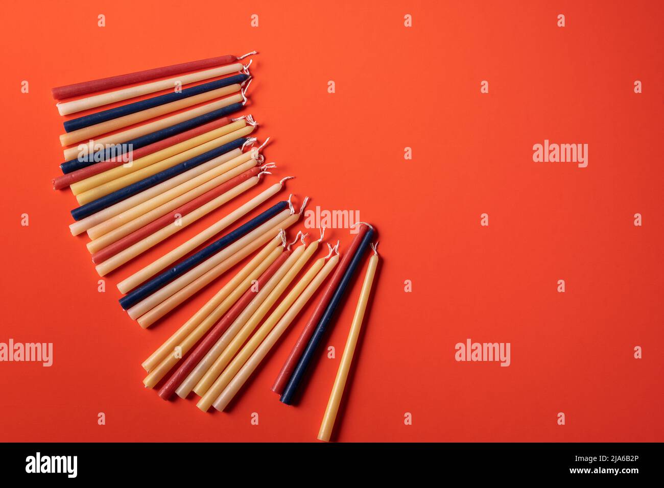 Festive composition with traditional Jewish candles for the Hanukkah ...