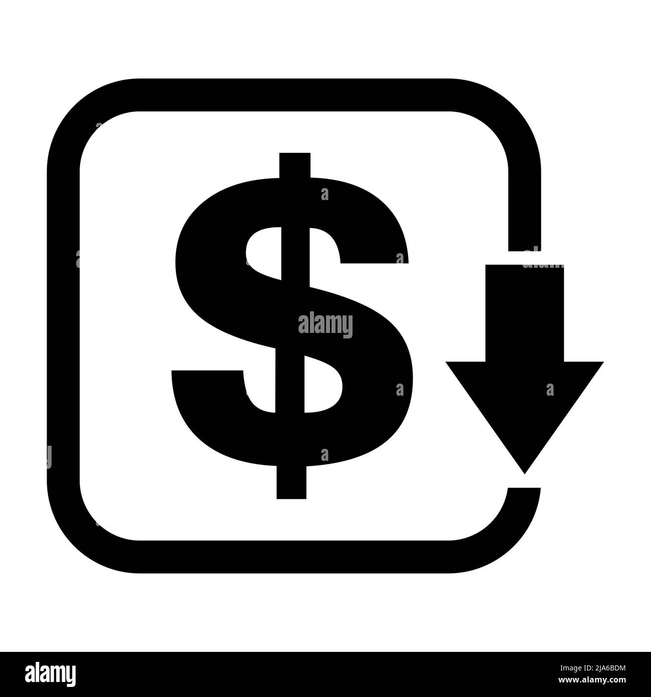 Cost reduction- decrease dollar icon. Vector symbol image isolated on background Stock Vector ...