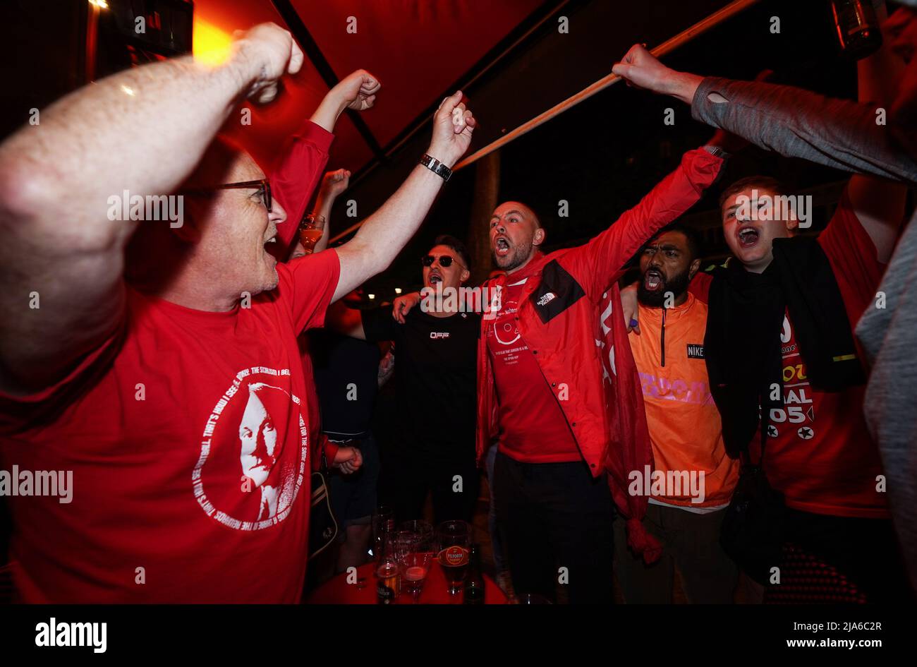 Liverpool fans in a bar near Gare du Nord in Paris ahead of Saturday's ...