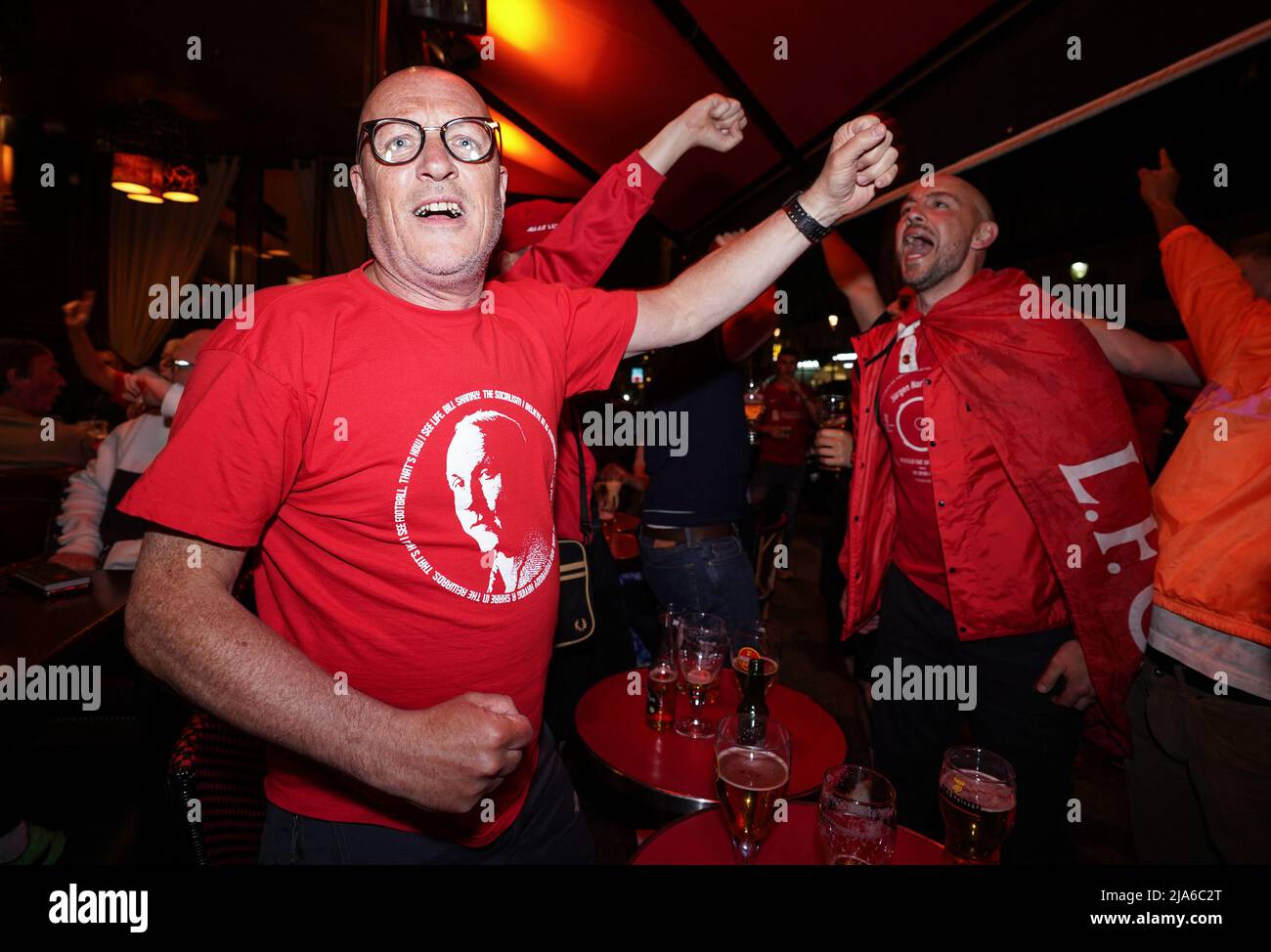 Liverpool fans in a bar near Gare du Nord in Paris ahead of Saturday's ...