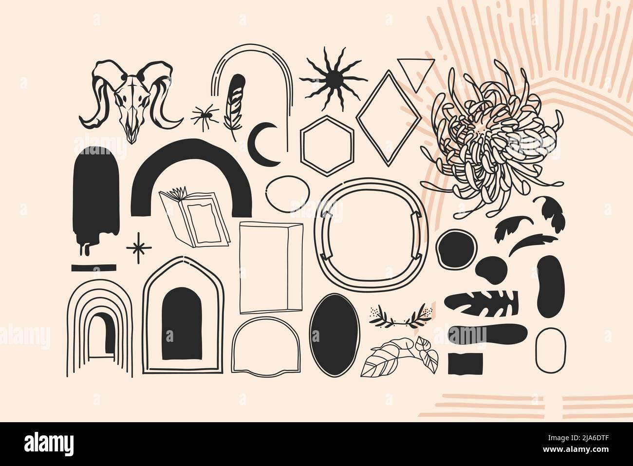 Hand drawn vector abstract stock flat graphic illustrations alchemy ...