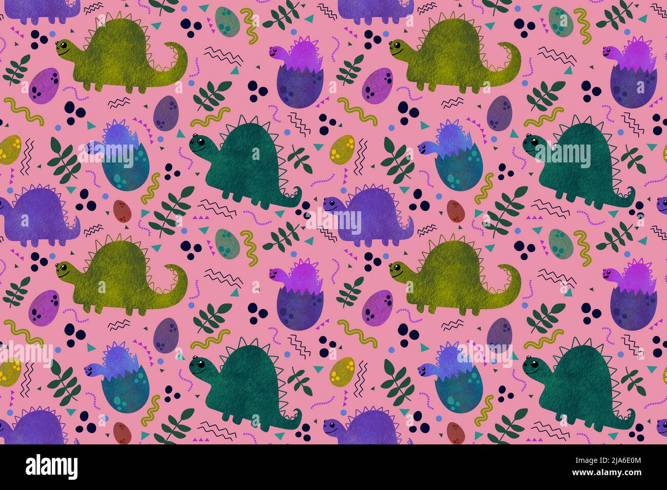 Kids seamless cartoon dinosaur pattern for wallpaper and fabrics and ...