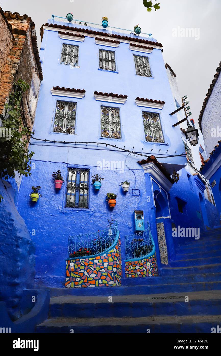 A Street in Blue Chefchaouen City, Morocco Stock Photo - Alamy