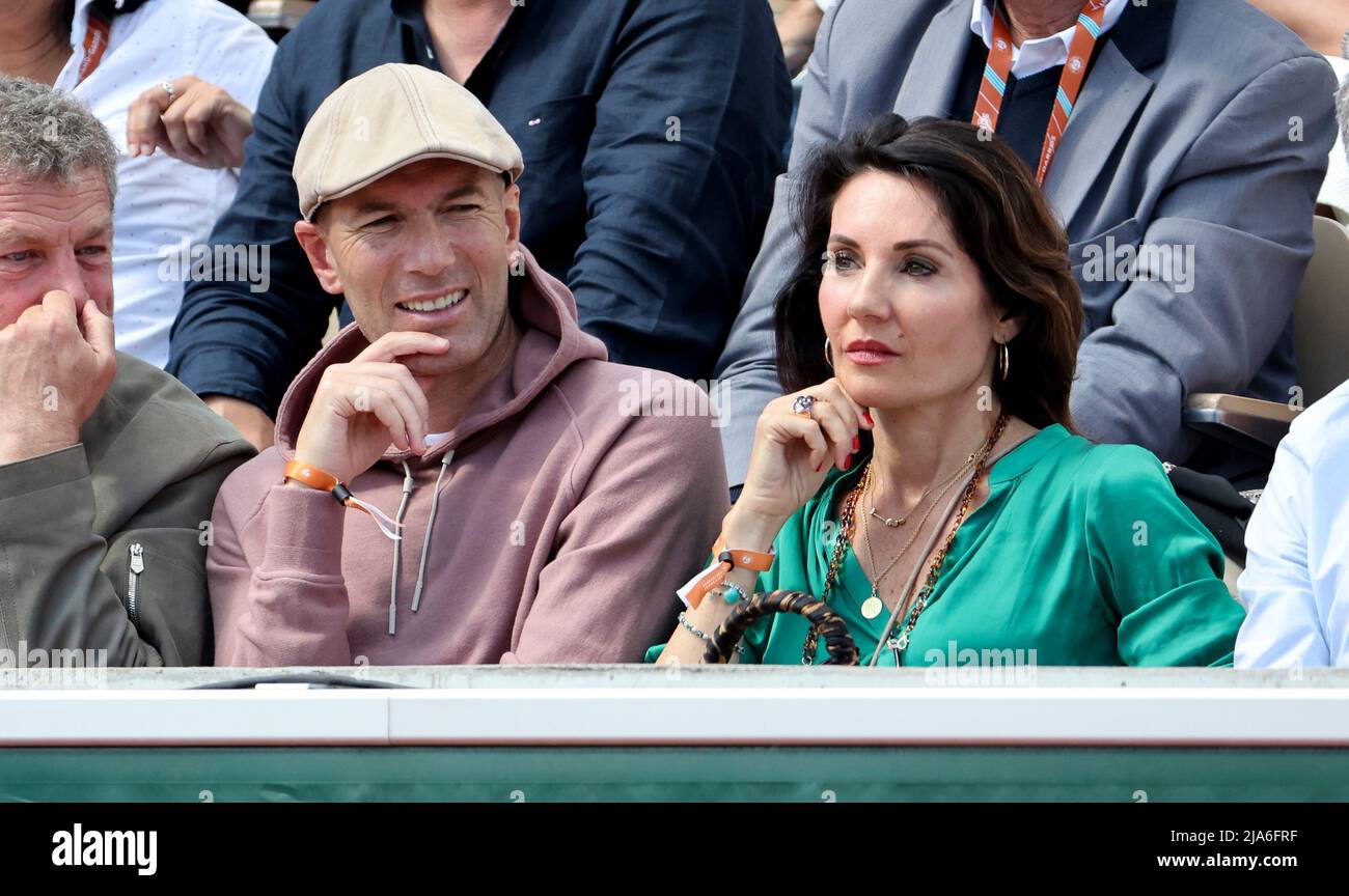 Zinedine Zidane and his wife Veronique Zidane attend day 6 of the French Open 2022, Roland ...