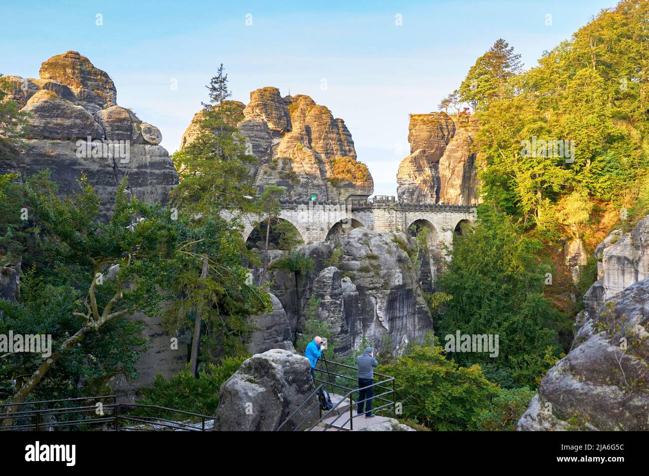 Walking in Bastei rocks, Germany Stock Photo - Alamy