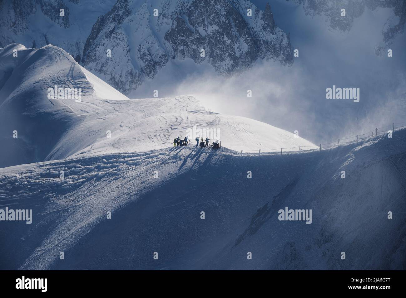 Landscape at the top of Aiguille du Midi in Chamonix Mont Blanc valley ...