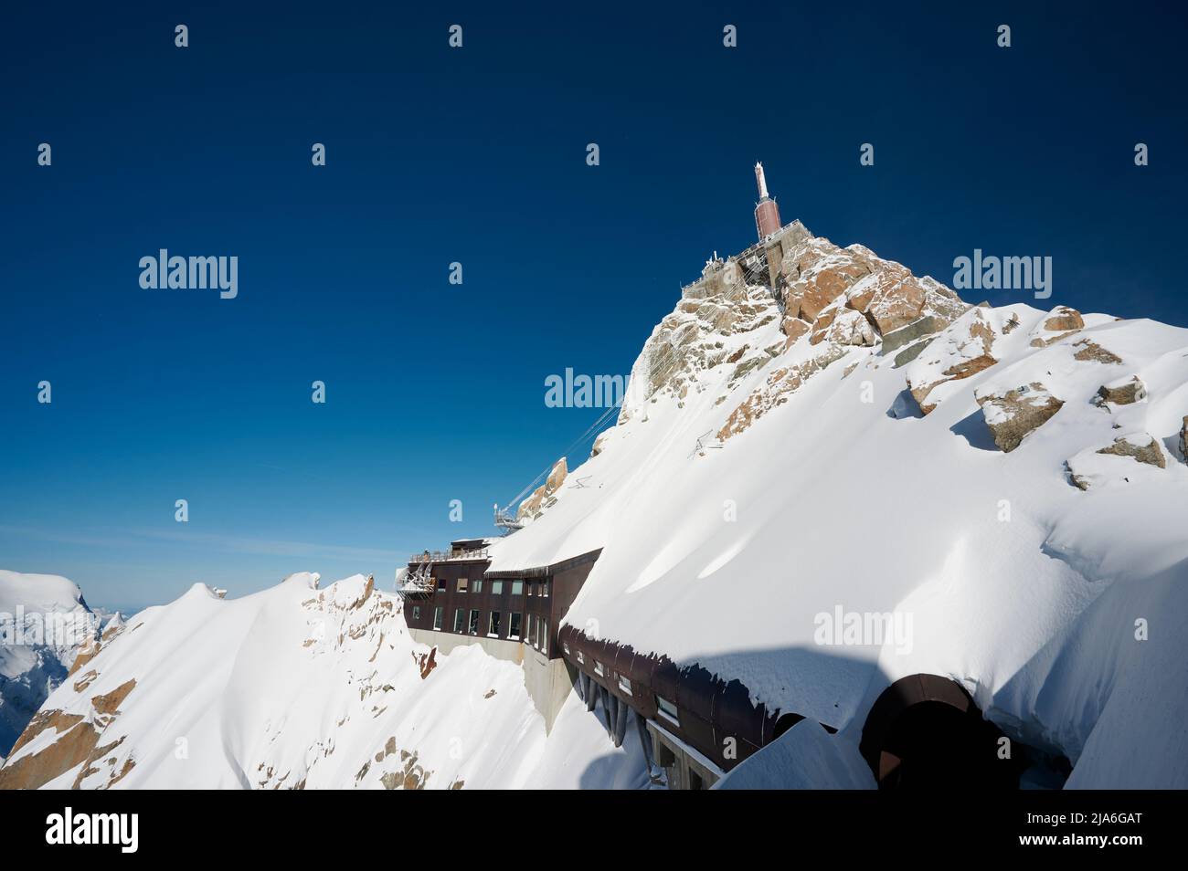 Landscape at the top of Aiguille du Midi in Chamonix Mont Blanc valley ...