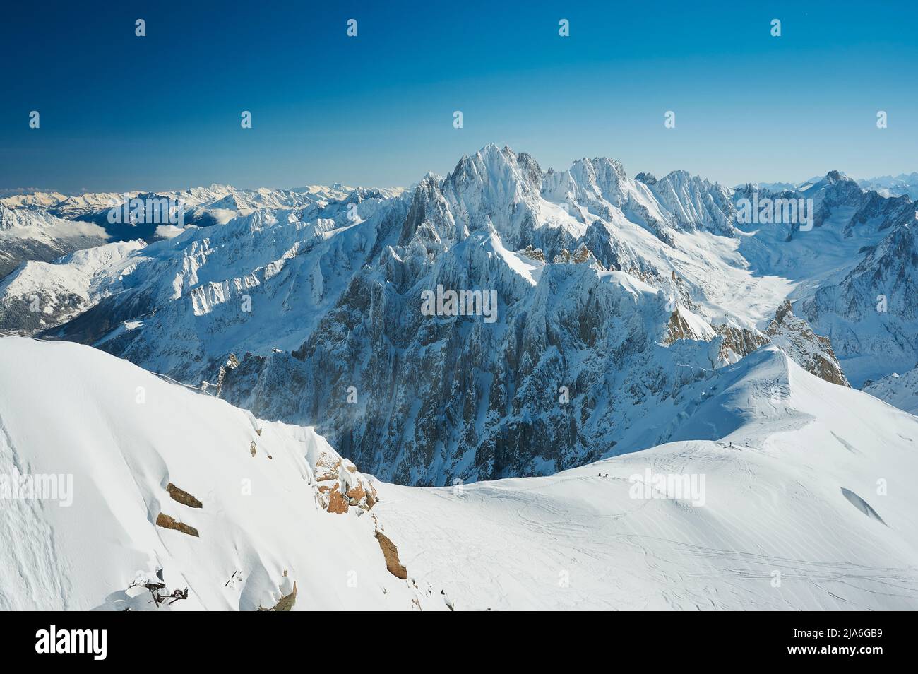 Landscape at the top of Aiguille du Midi in Chamonix Mont Blanc valley, France Stock Photo - Alamy