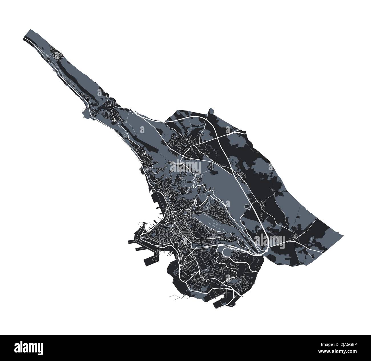 Trieste vector map. Detailed vector map of Trieste city administrative ...