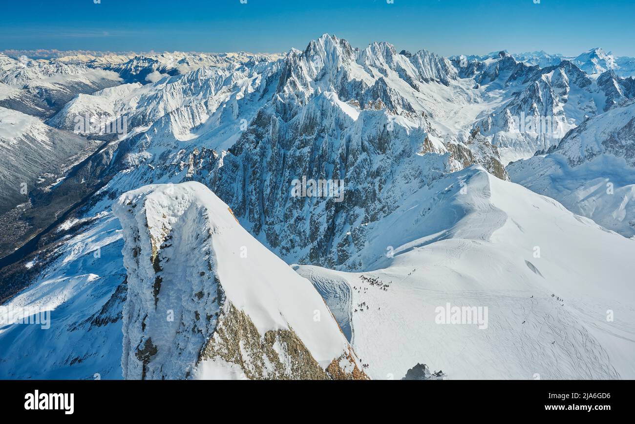 Landscape at the top of Aiguille du Midi in Chamonix Mont Blanc valley, France Stock Photo - Alamy