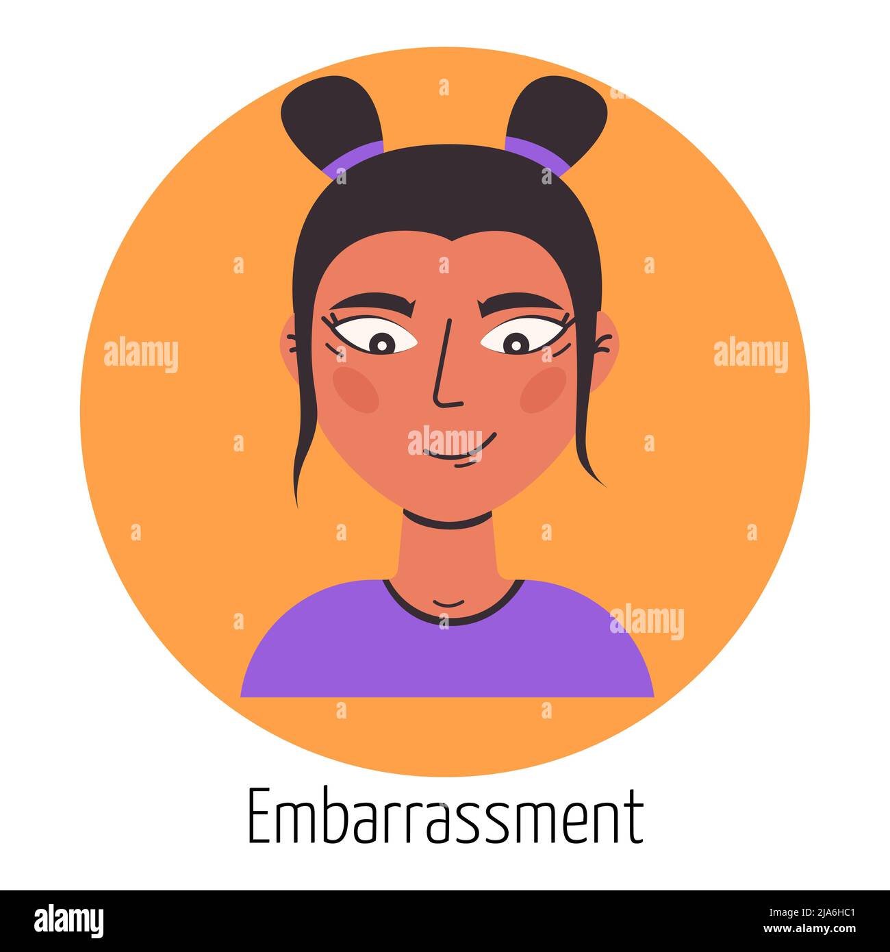 Female character with a confused face. Facial expression. Young woman ...