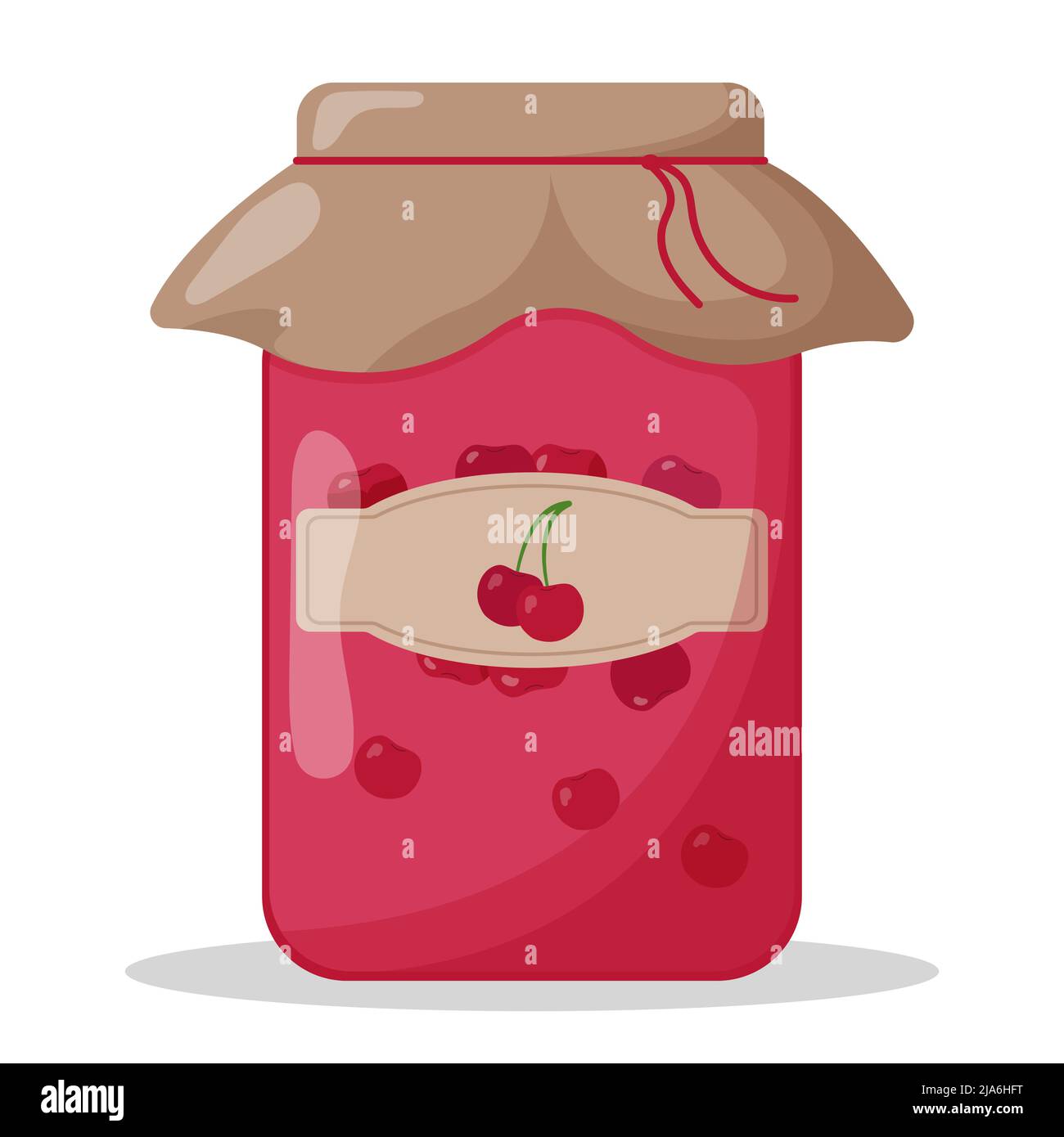 Glass jar of cherry jam with closed lid. Cute vector illustration Stock ...