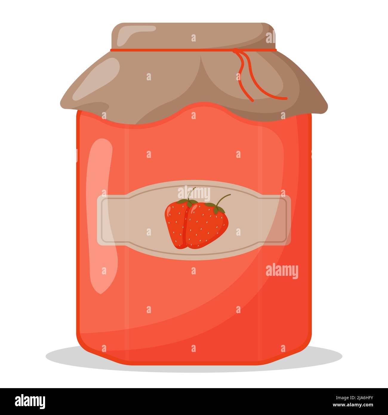 Glass jar of strawberry jam with closed lid. Cute vector illustration ...