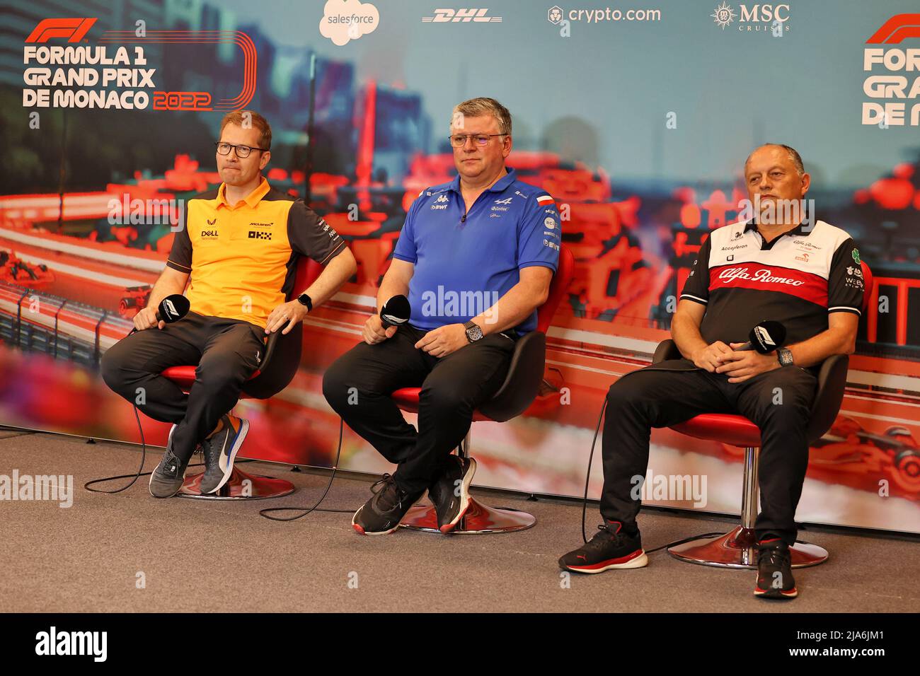 (L to R): Andreas Seidl, McLaren Managing Director; Otmar Szafnauer (USA) Alpine F1 Team, Team ...