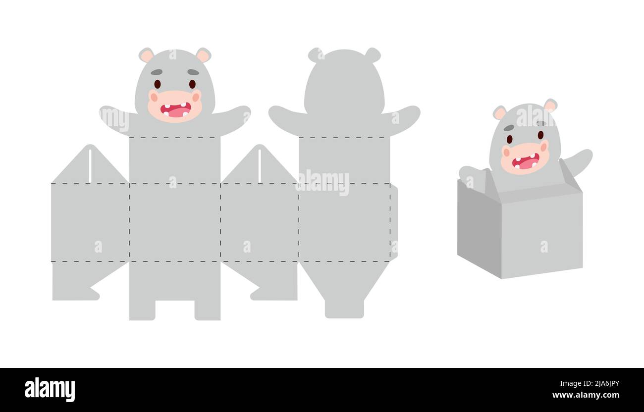 Simple packaging favor box hippo design for sweets, candies, small ...