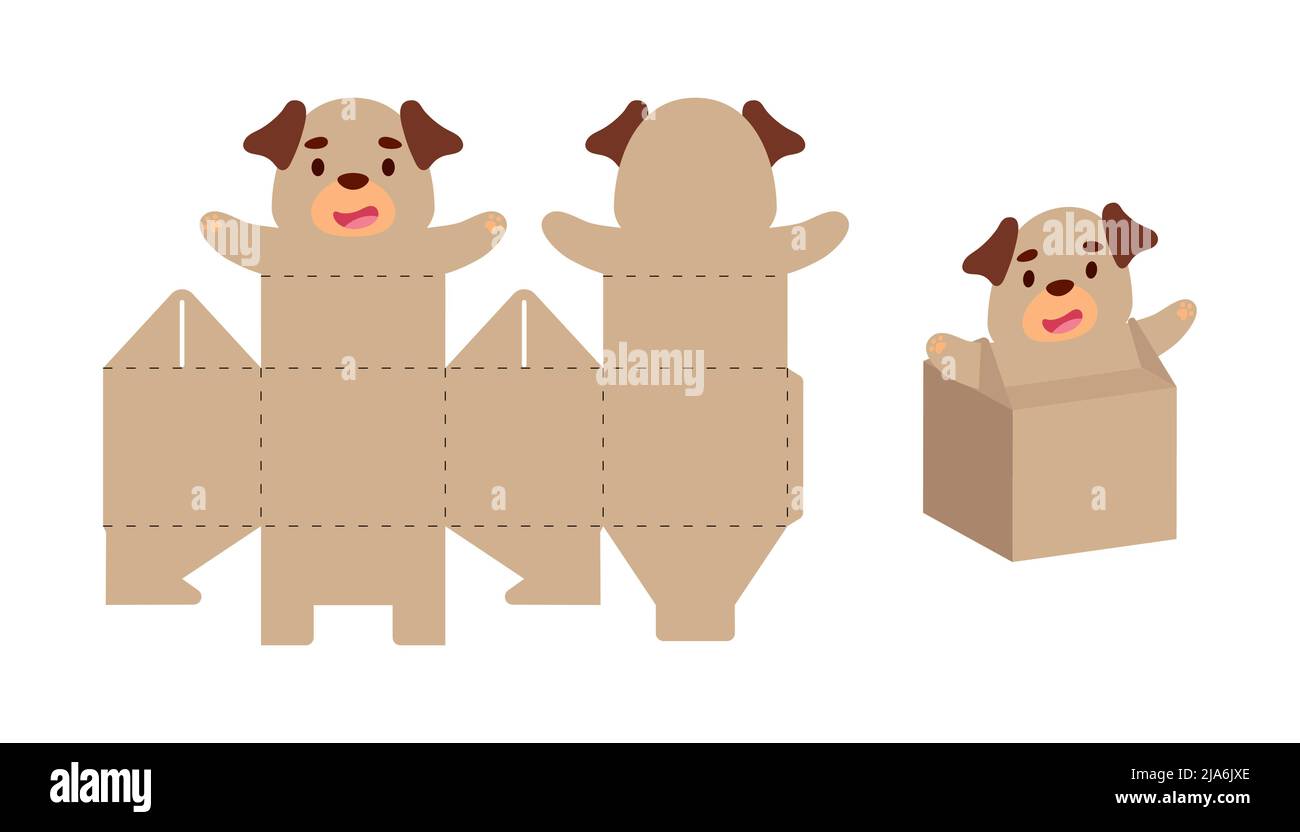 Simple packaging favor box dog design for sweets, candies, small ...