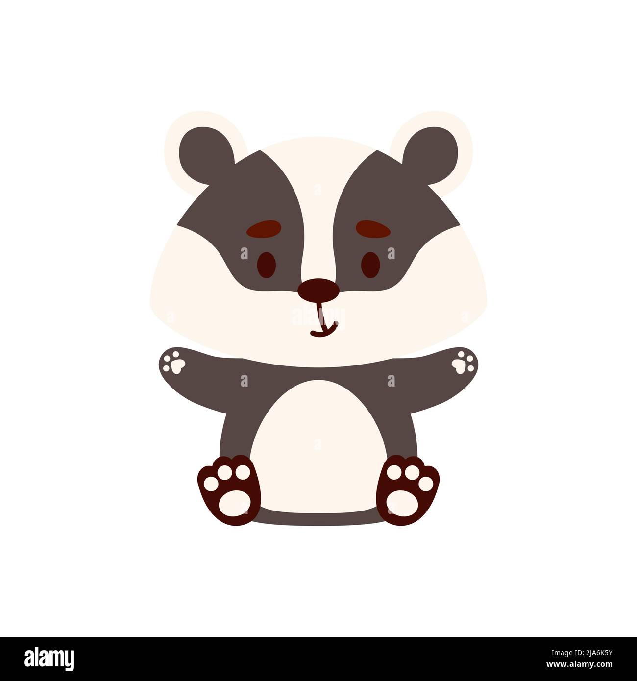Cute little sitting badger. Cartoon animal character design for kids t ...
