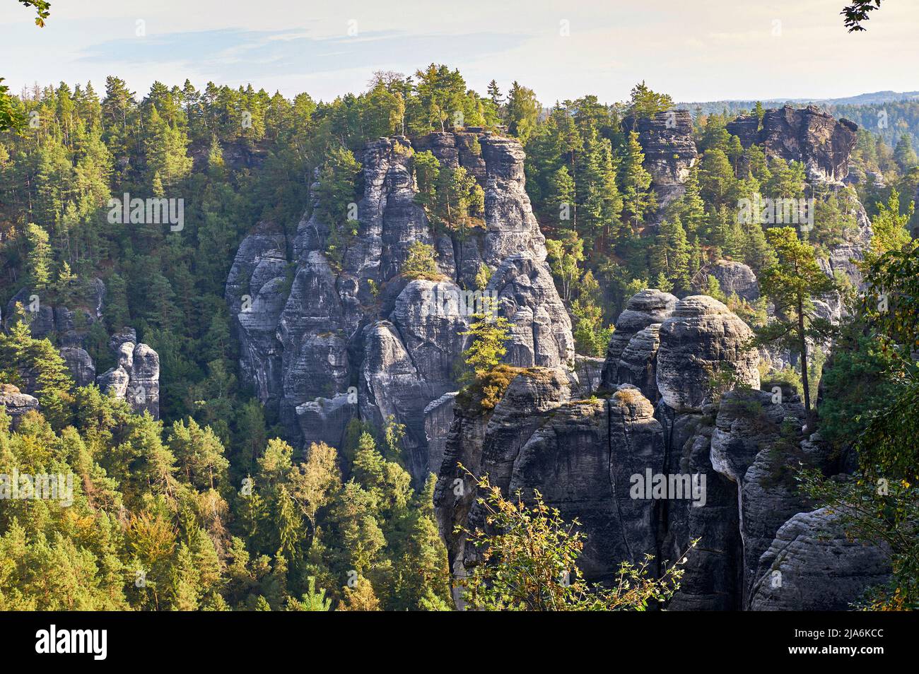 Walking in Bastei rocks, Germany Stock Photo - Alamy